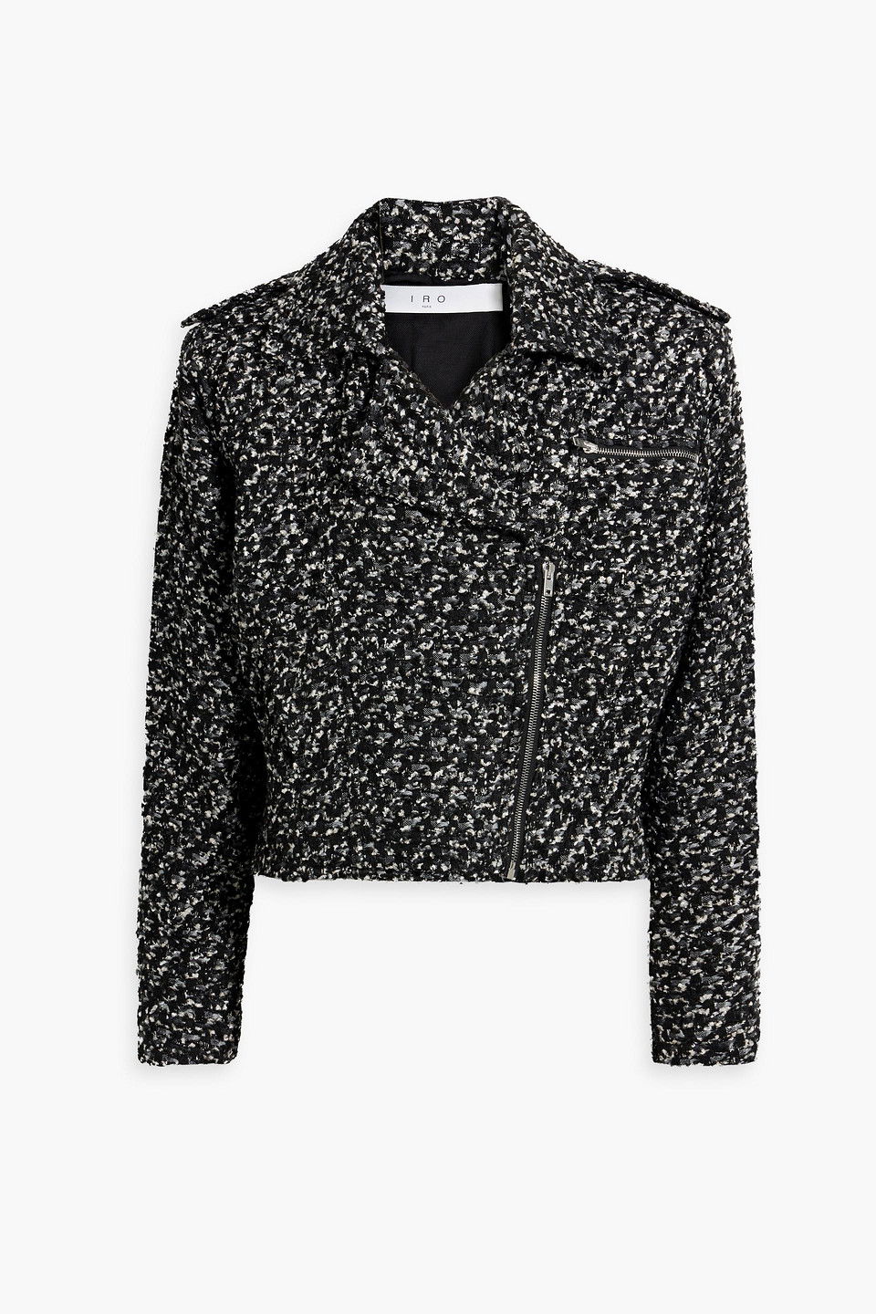 IRO Voxy Metallic Bouclé-Tweed Biker Jacket in Black | Endource