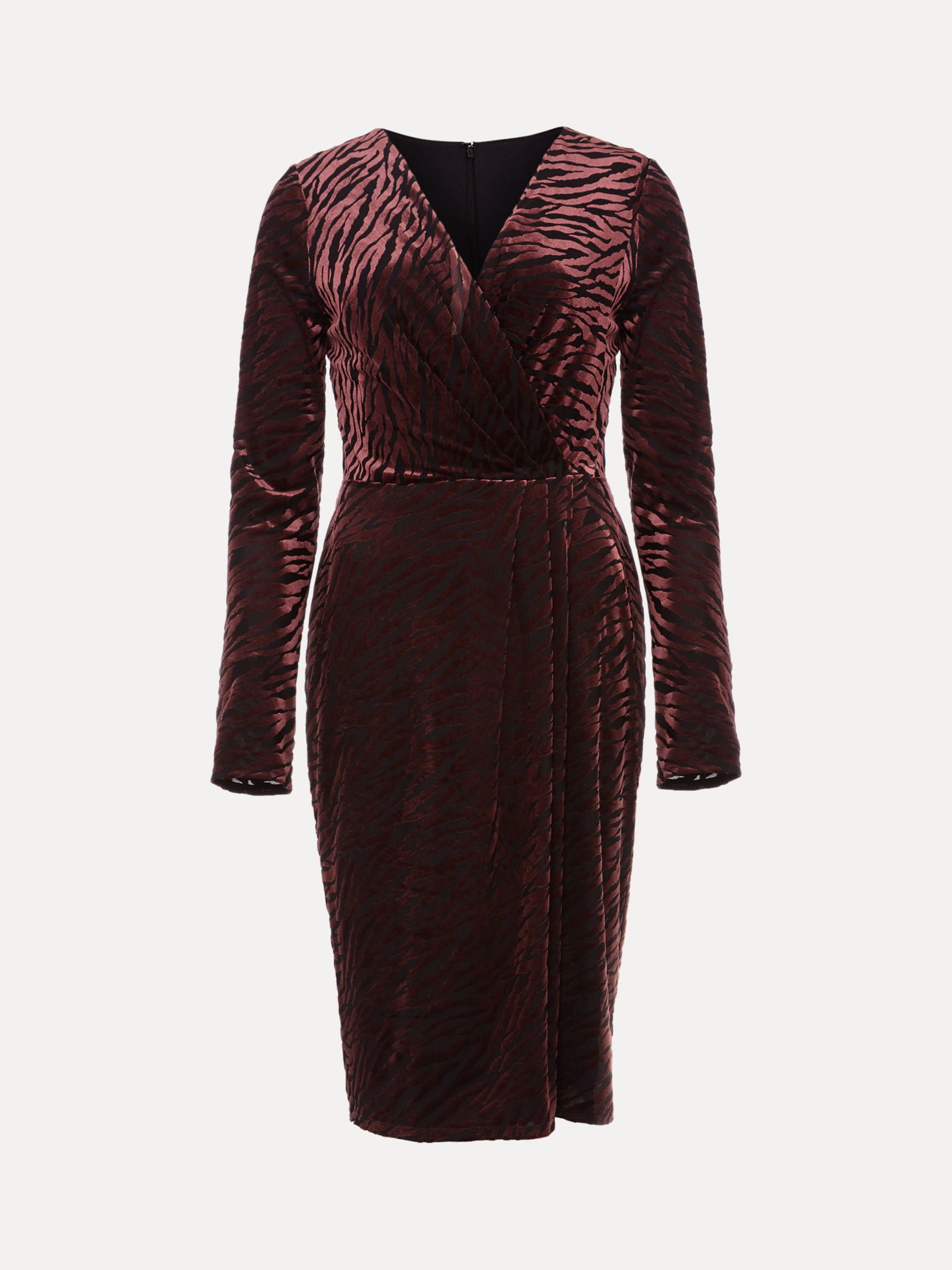 PHASE EIGHT Elina Zebra Velvet Dress in Burgundy | Endource
