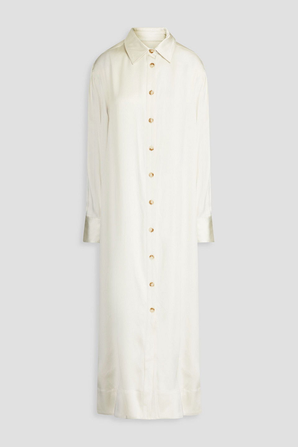 LOULOU STUDIO Ara Satin Midi Shirt Dress in White | endource