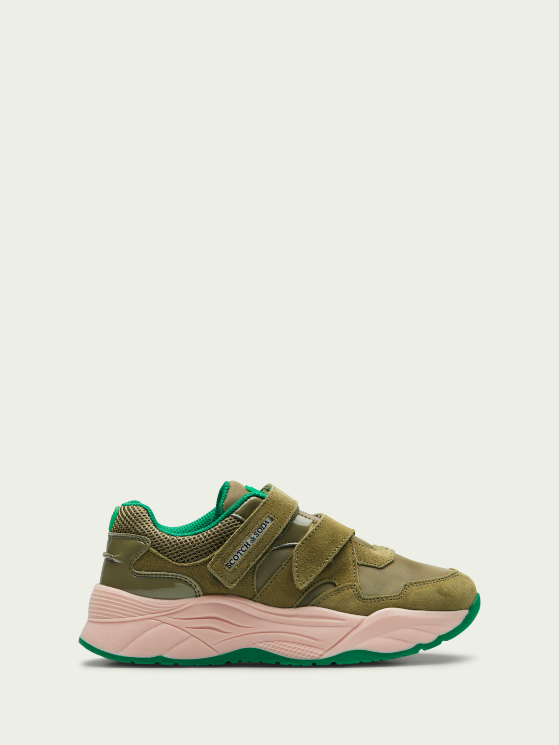 SCOTCH & SODA Celestia Velcro Suede Sneaker in Army Green | Endource