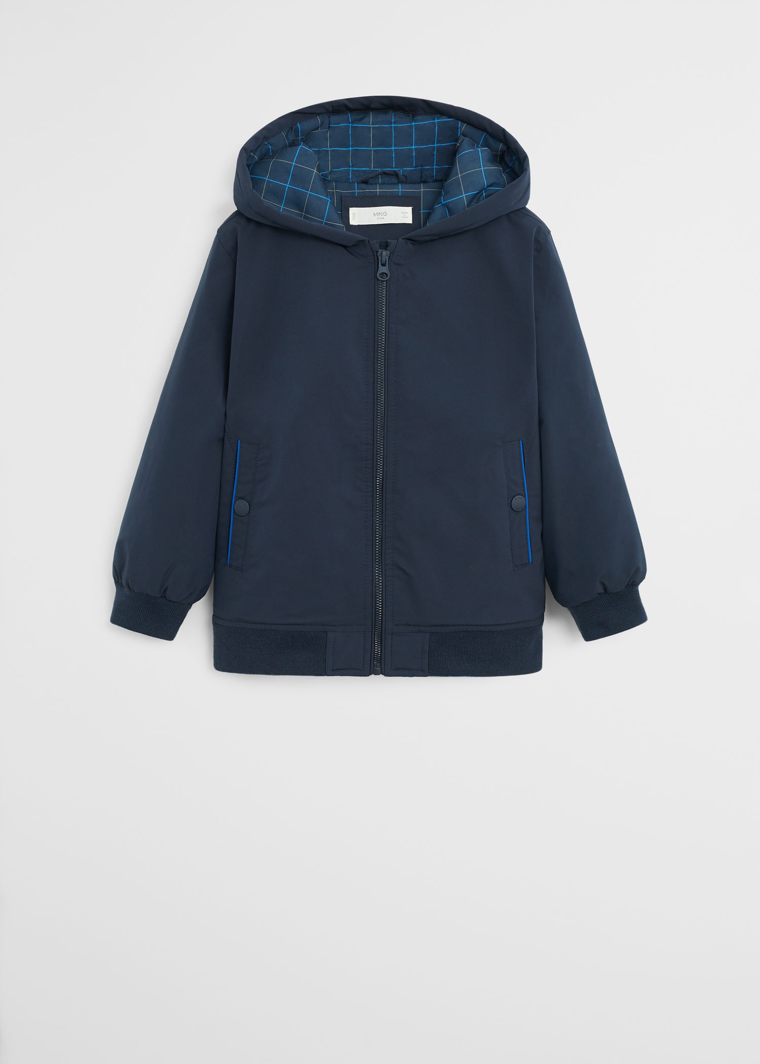 MANGO Raincoat Hooded Jacket in Dark Navy | endource