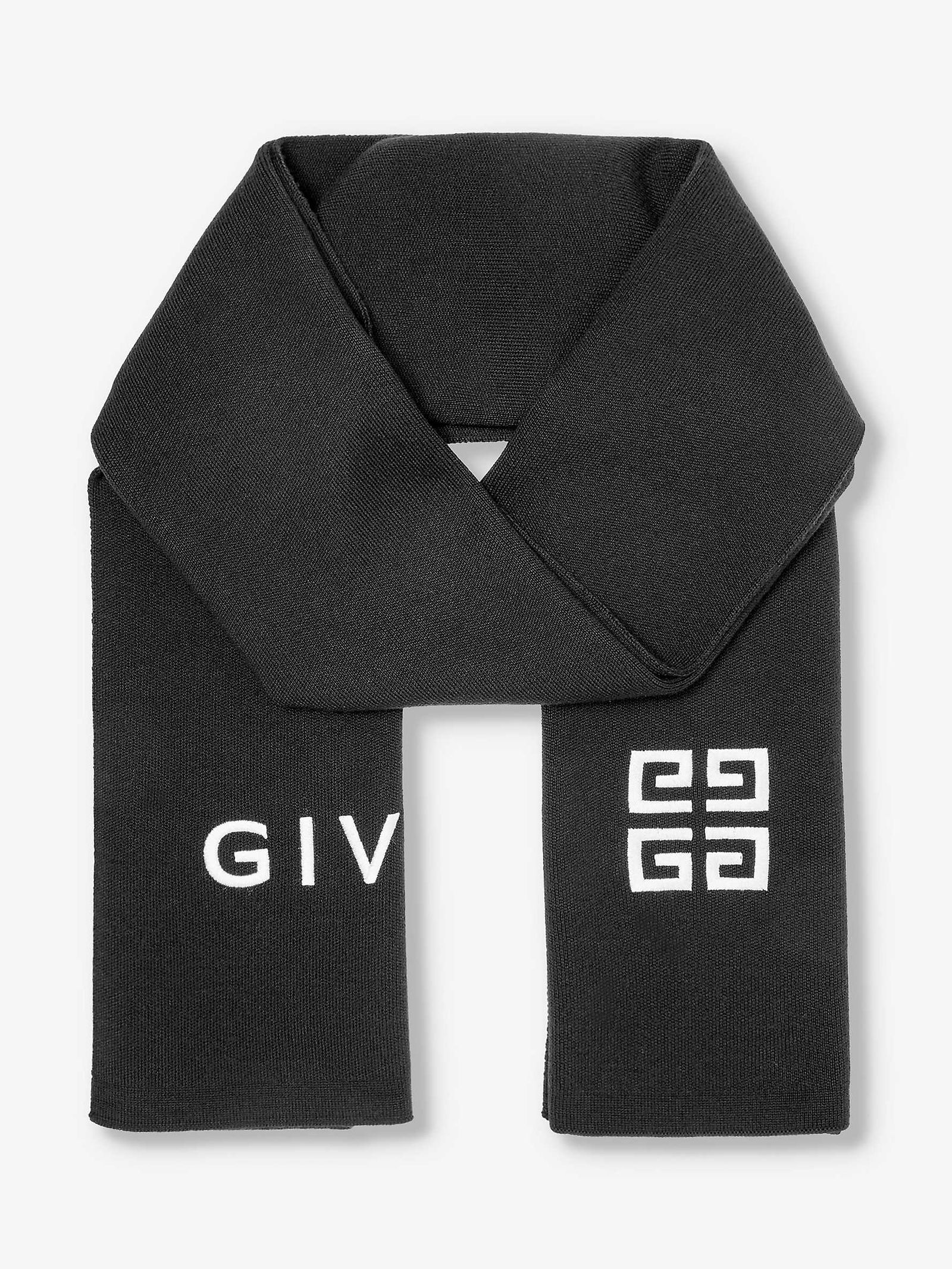 GIVENCHY 4G Brand-Logo Wool Scarf in BLACK/WHITE | endource