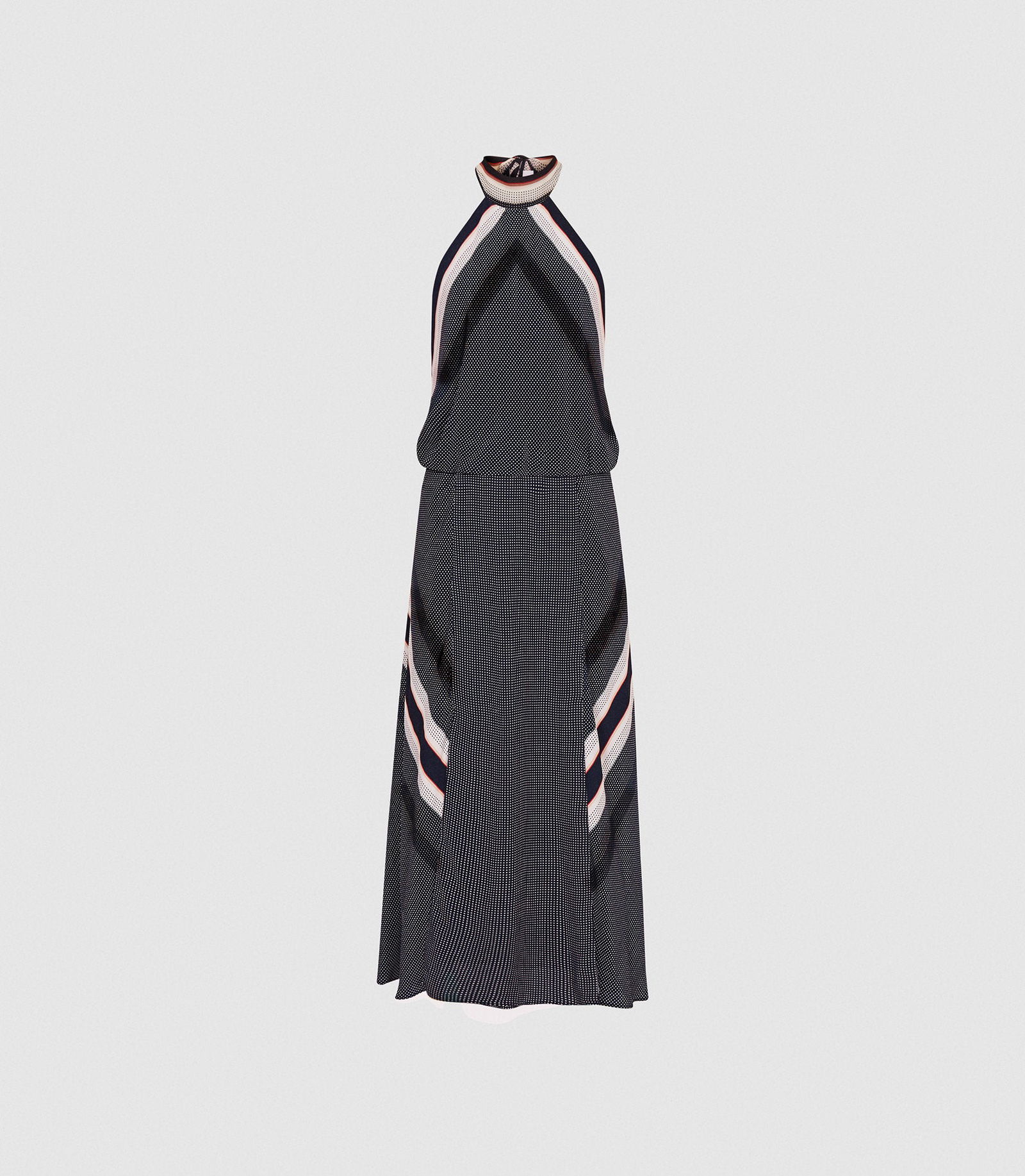 REISS Eline Scarf Print Midi Dress in Navy Print | Endource