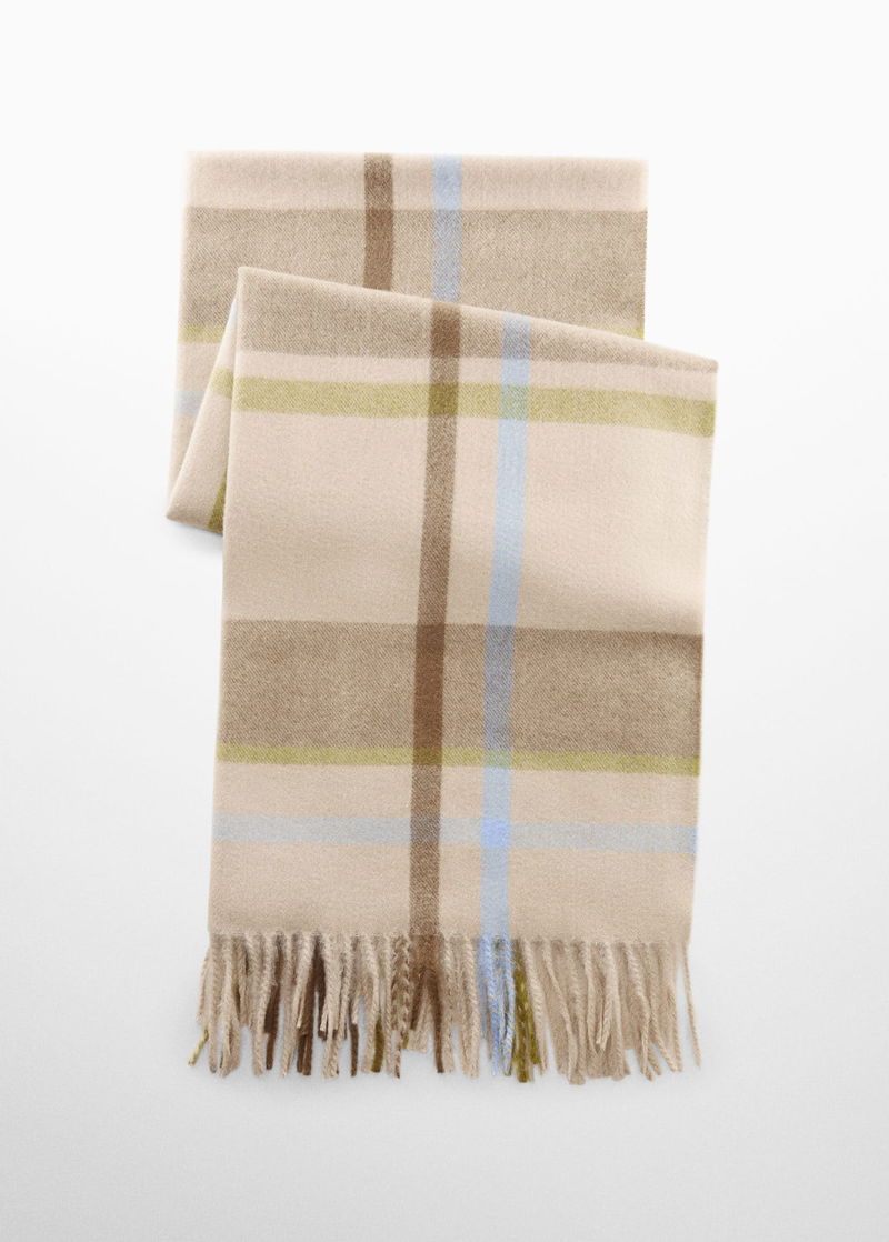 MANGO Plaid Scarf in Green | endource