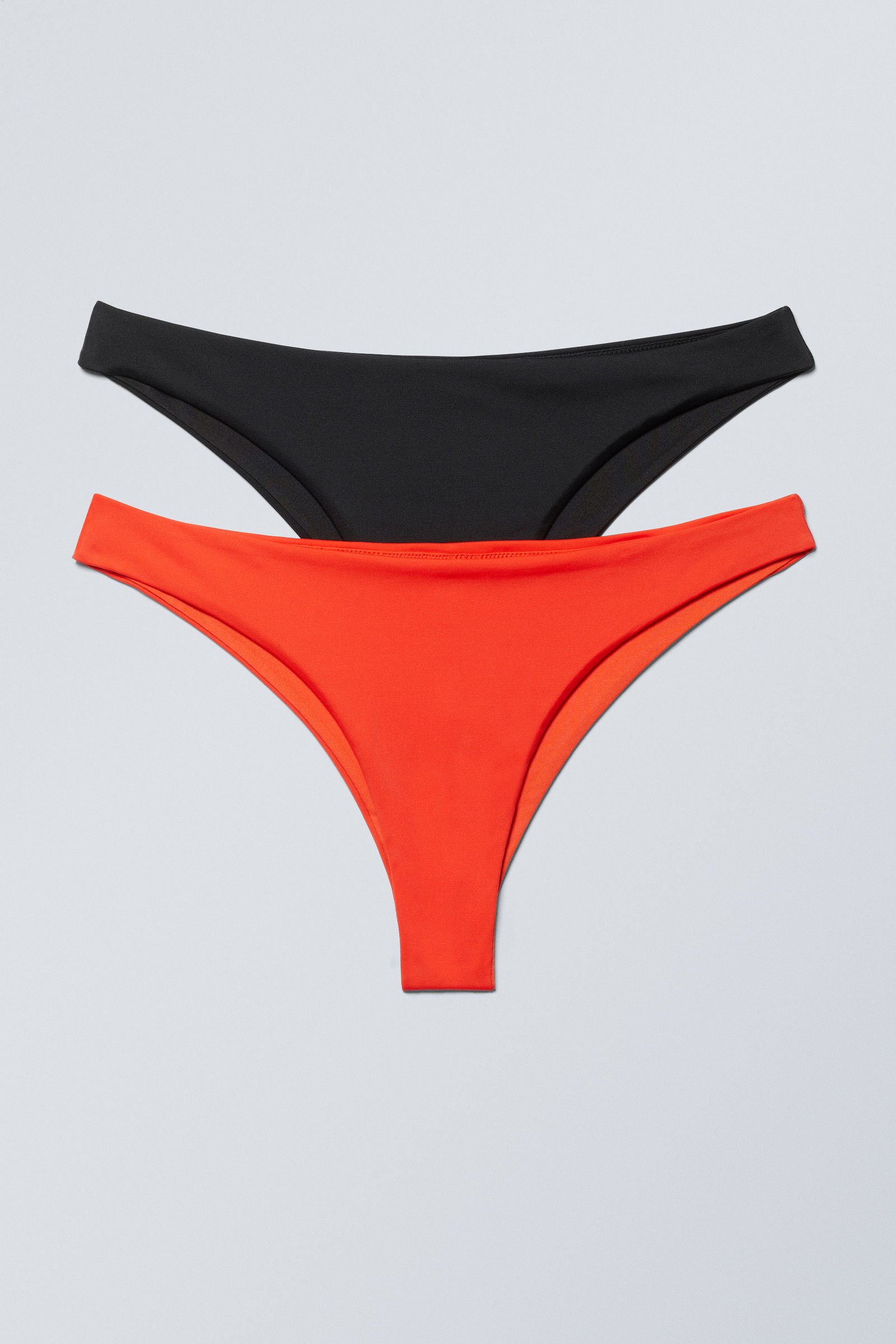 WEEKDAY Pack Of Two Brazilian Bikini Bottoms in Black/Orange | endource