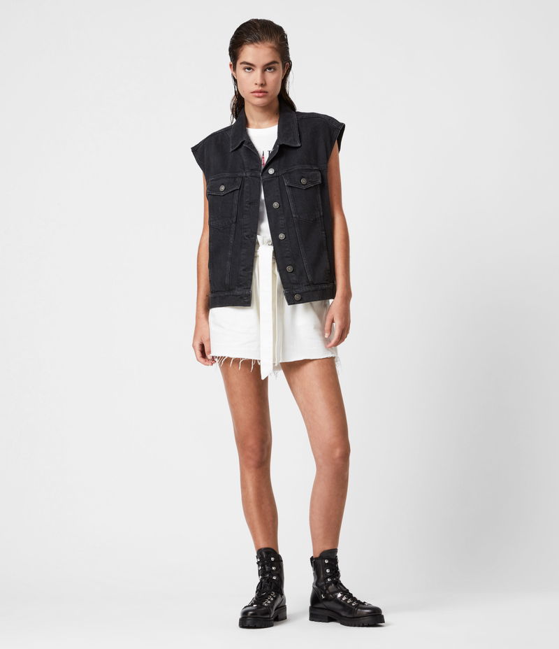 ALLSAINTS Alva Denim Vest in Black | endource