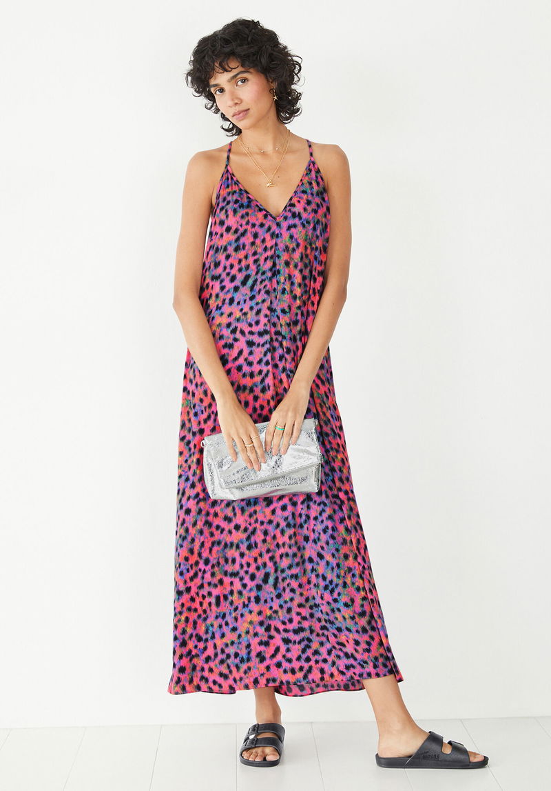 HUSH Veronica Strappy Maxi Dress in Ibiza Animal Multi | endource
