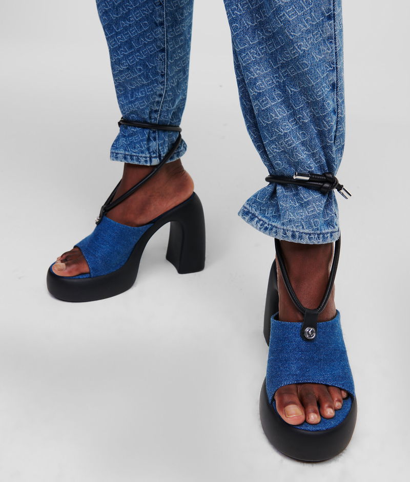 KARL LAGERFELD Astragon Long-Lace Slides in Denim Blue | endource