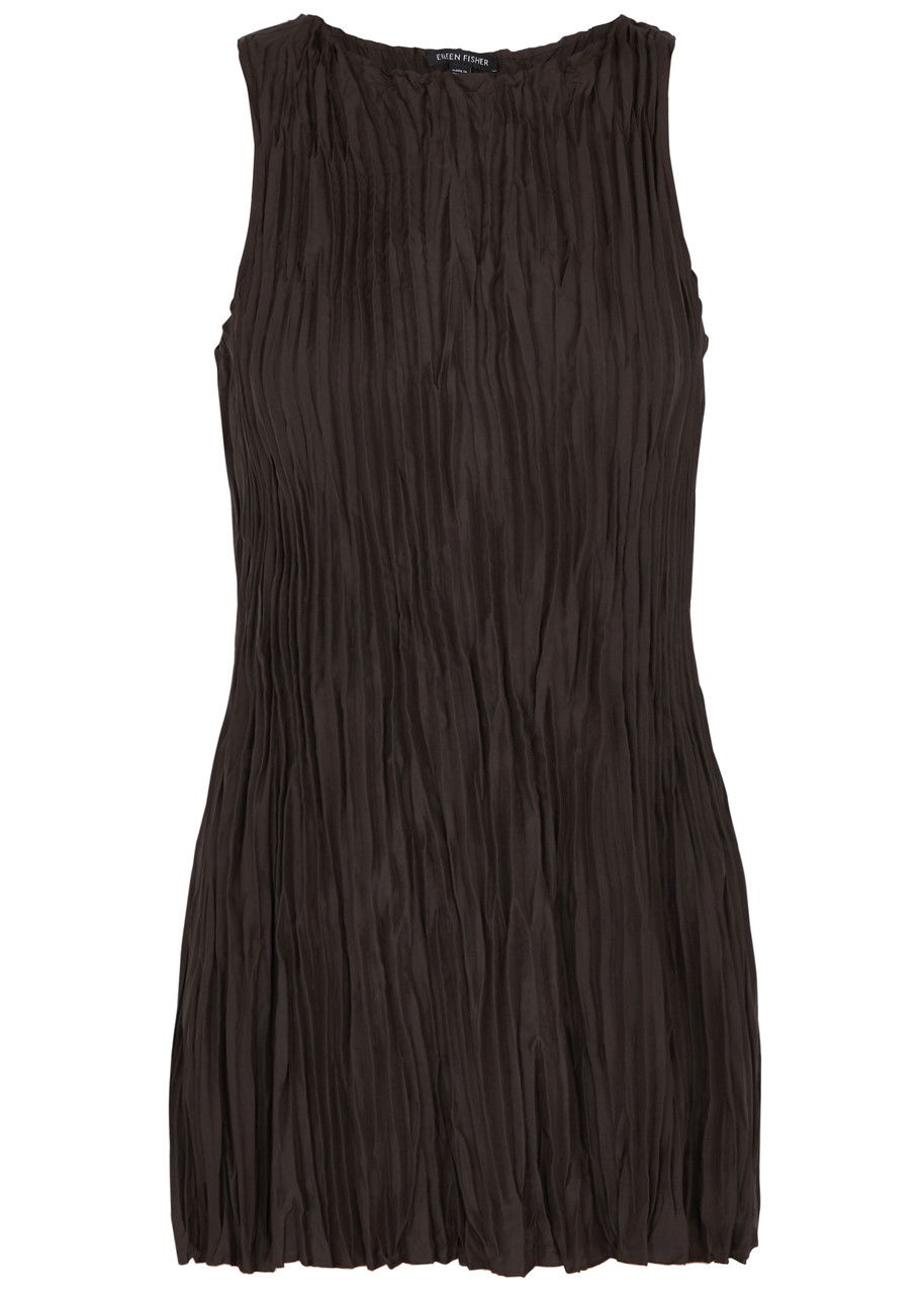 EILEEN FISHER Crushed Silk-Plissé Tank | endource