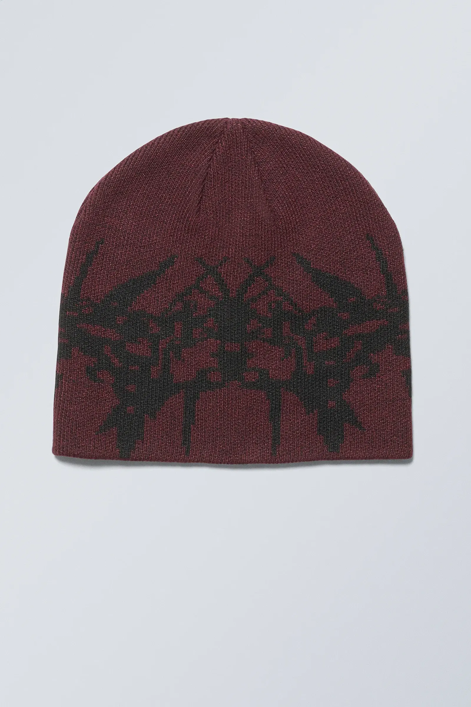 WEEKDAY Original Beanie in Dark Red Jacquard | endource