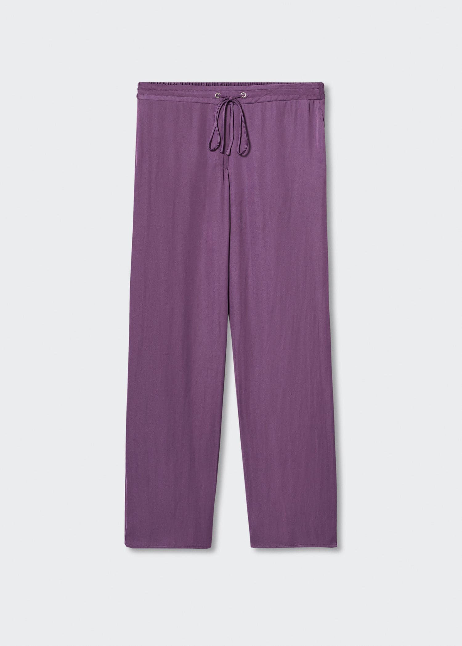 MANGO Satin-Finish Elastic Waist Trousers | endource