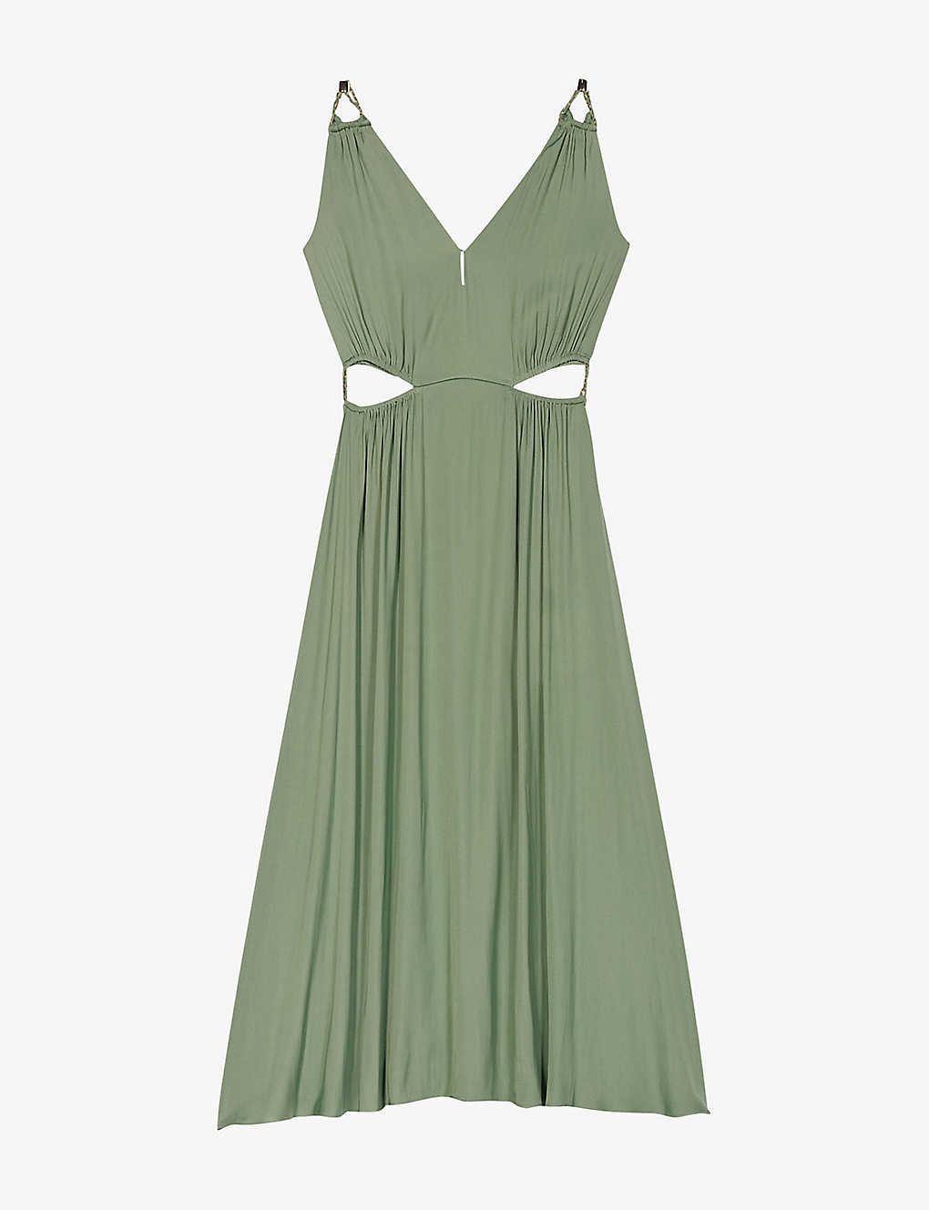 MAJE Rune Cut-Out Satin Dress in Bleus | Endource