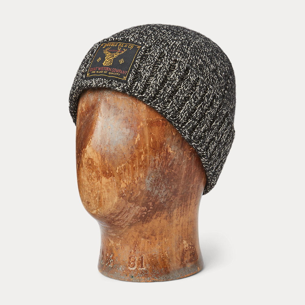 RALPH LAUREN RRL Marled Knit Watch Cap in Black | endource