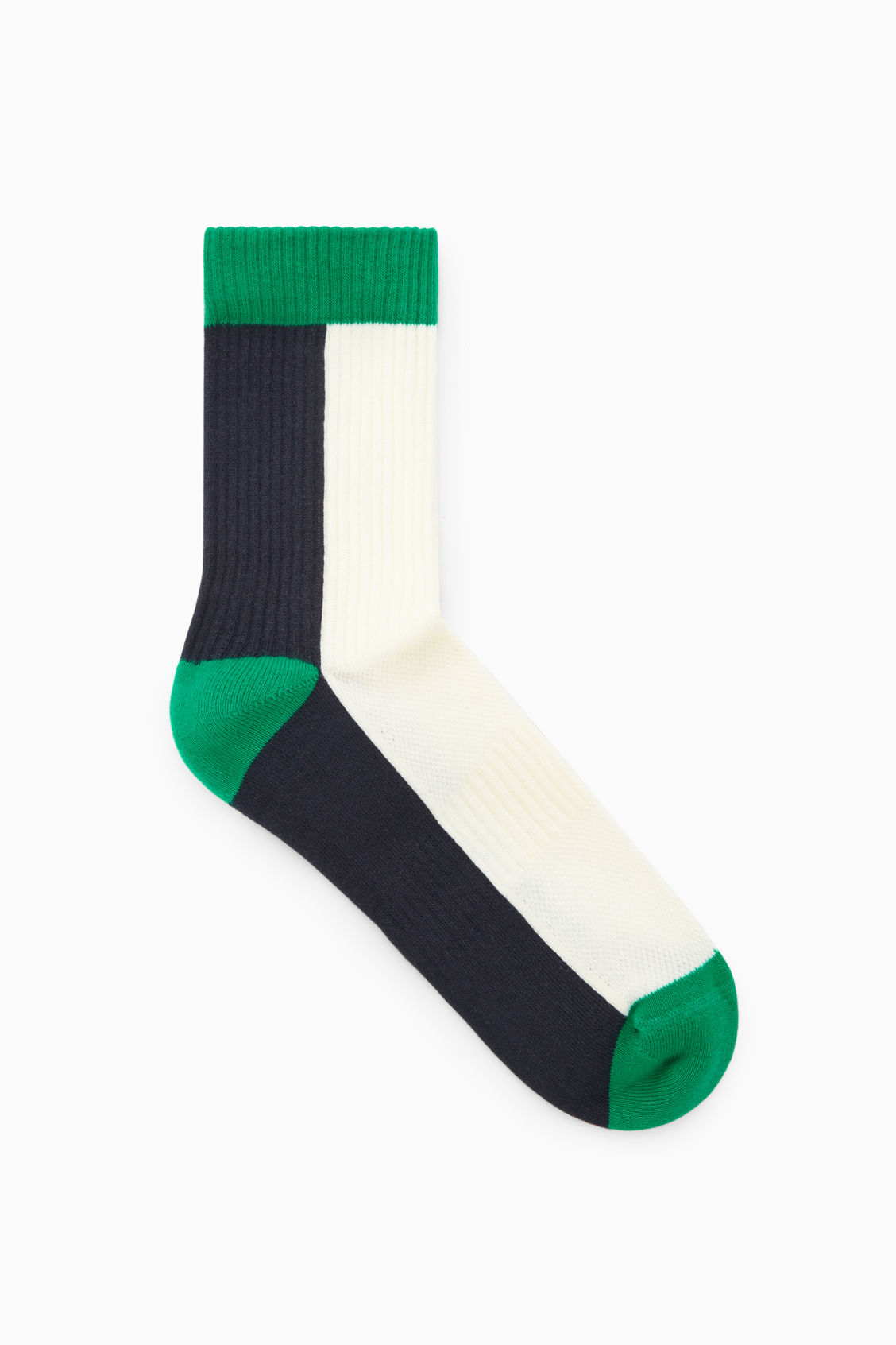 COS Colour-Block Socks in NAVY / GREEN / WHITE | Endource