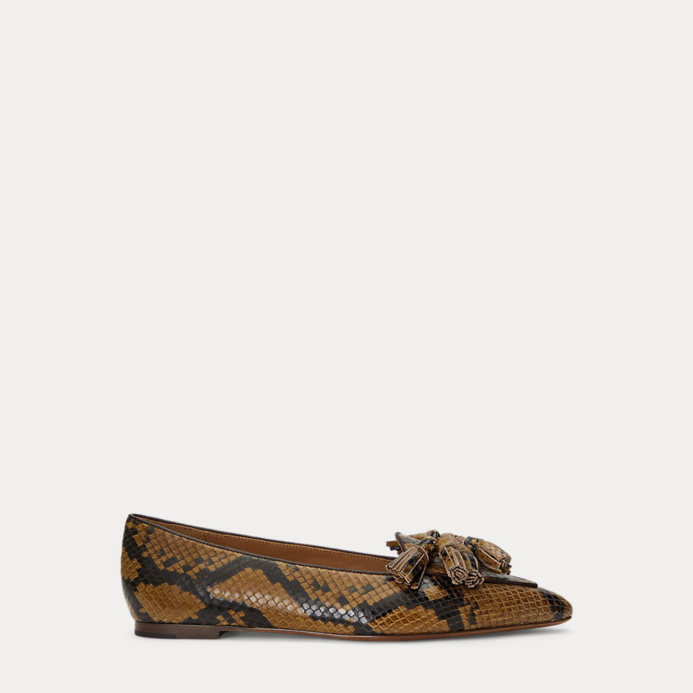 POLO RALPH LAUREN Ashtyn Embossed-Python Loafer in Brown | endource
