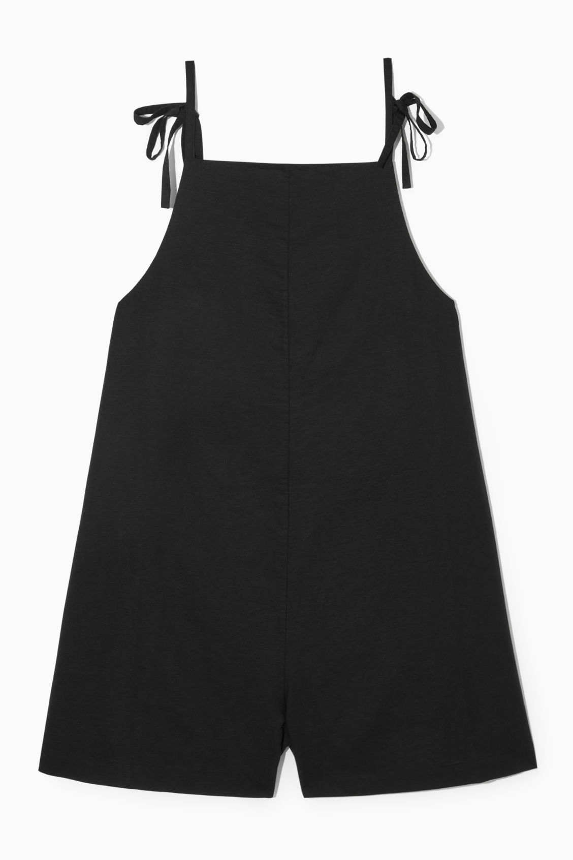 COS Square-Neck Linen Playsuit in BLACK | endource