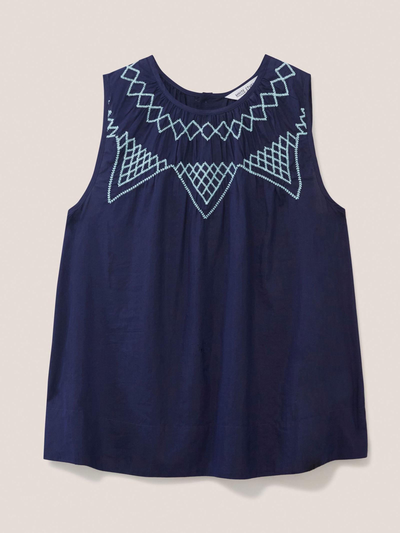 White Stuff Cotton Silk Vest Top In Navy Multi Endource