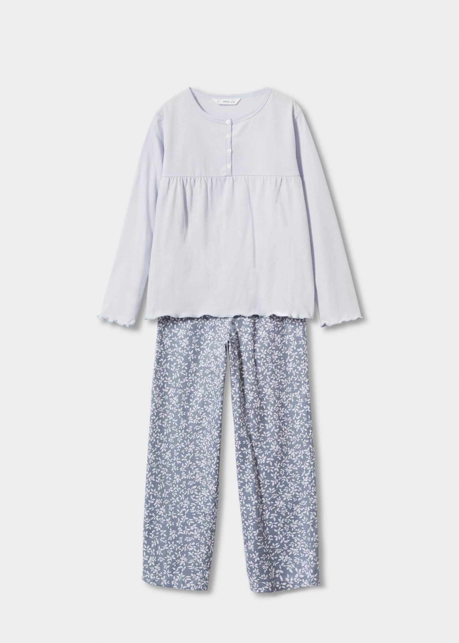 MANGO Printed Long Pyjamas in Sky Blue | endource