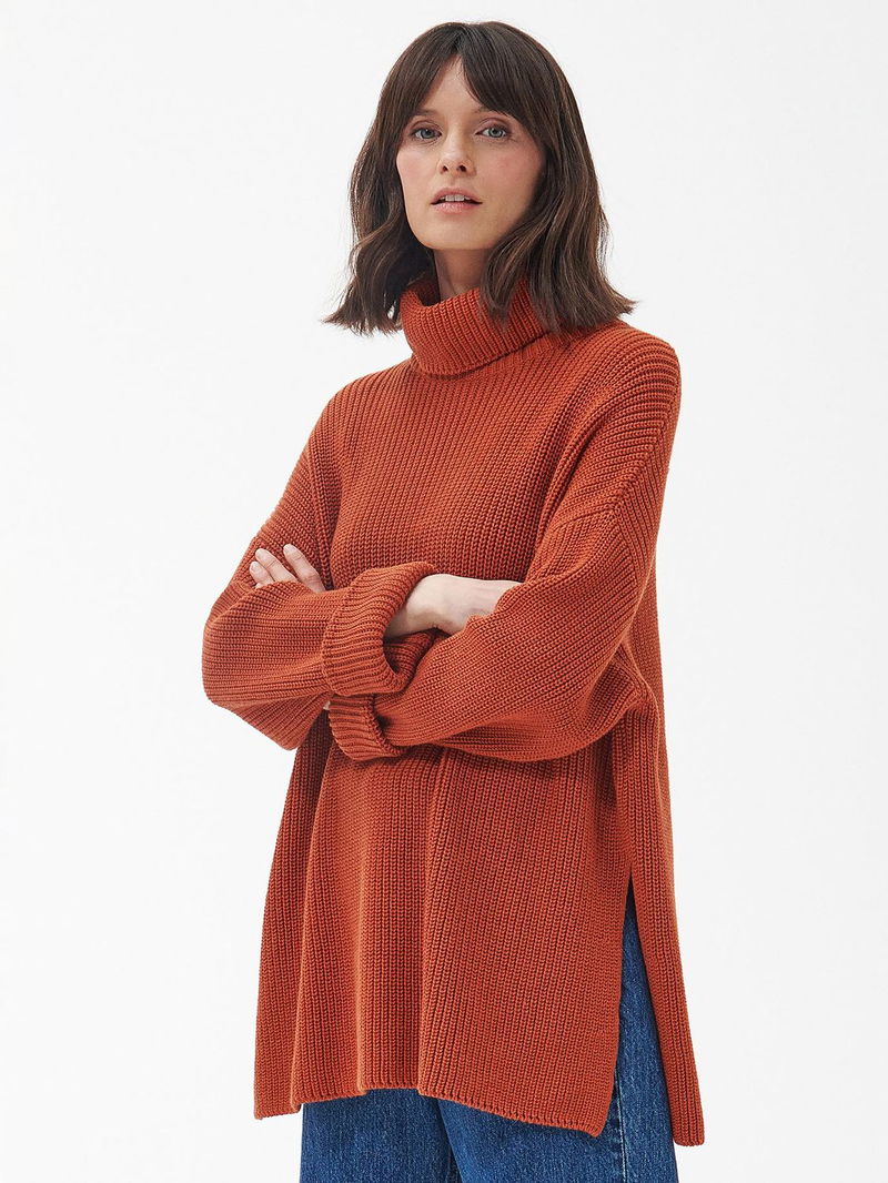 BARBOUR Stitch Cape Jumper in Spiced Pumpkin | endource