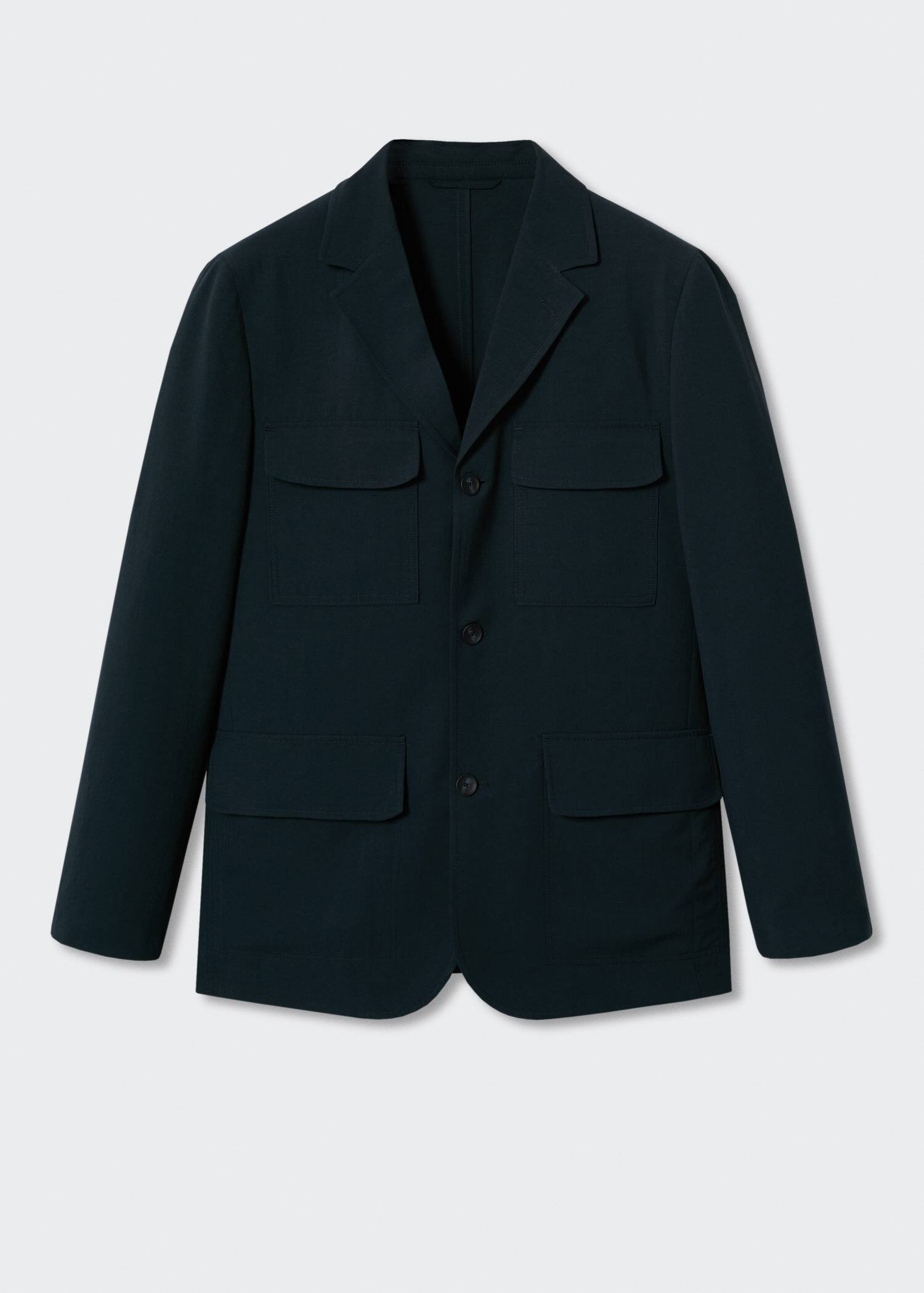 MANGO Linen Suit Jacket With Pockets | endource
