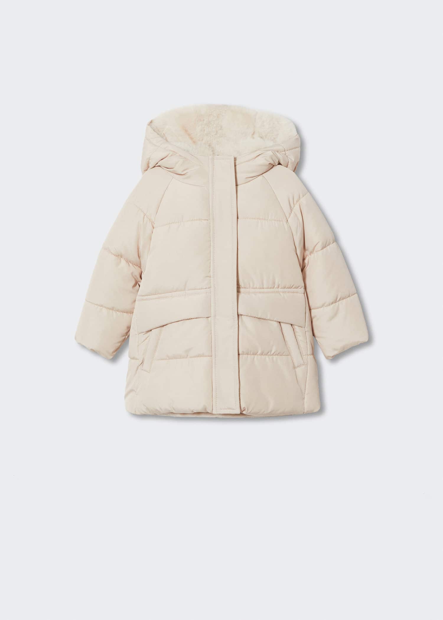 MANGO Padded Anorak With Shearling Lining in Ecru | endource