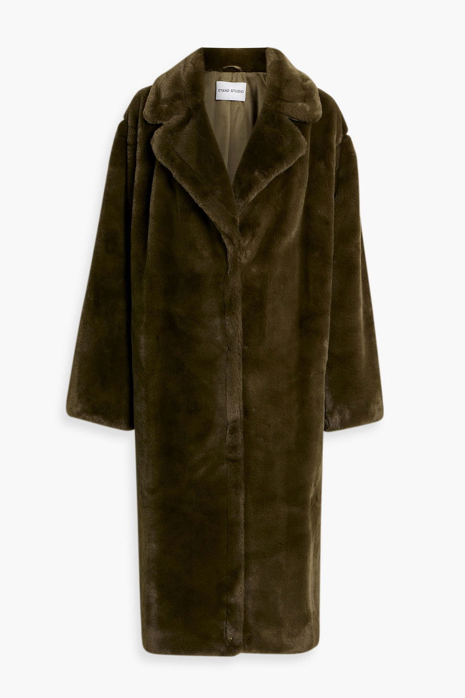 STAND STUDIO Maria Faux Fur Coat in Green | endource