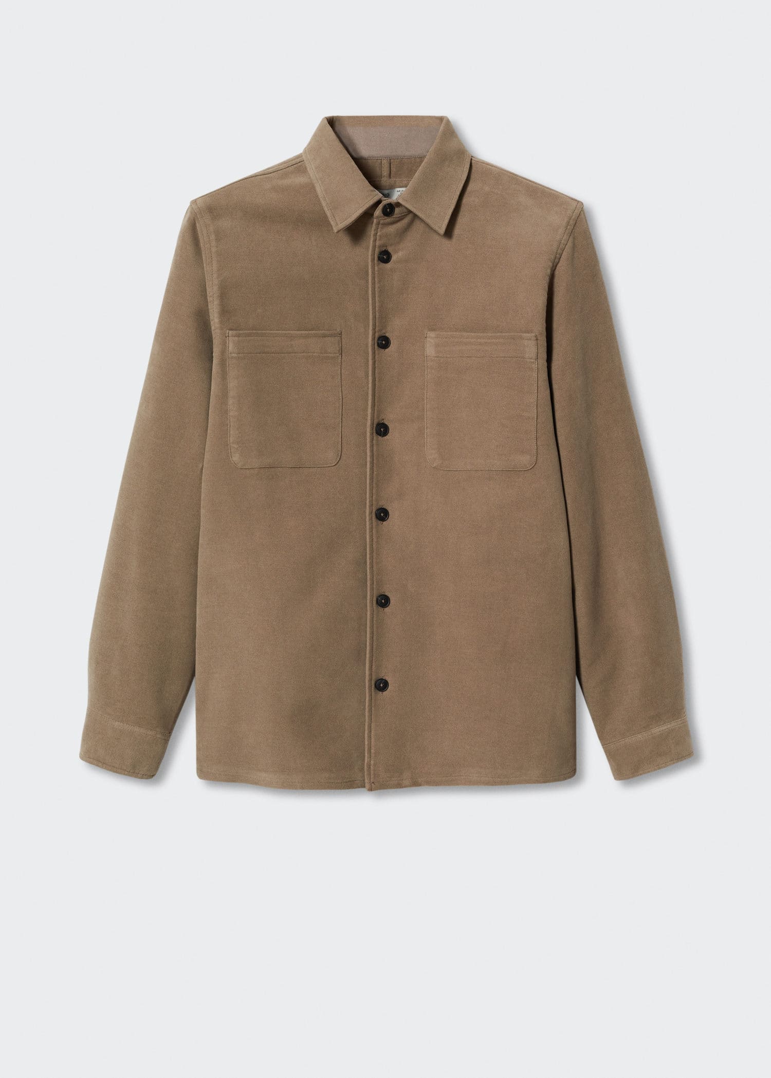 MANGO Textured Overshirt With Pockets in Mink Grey | endource