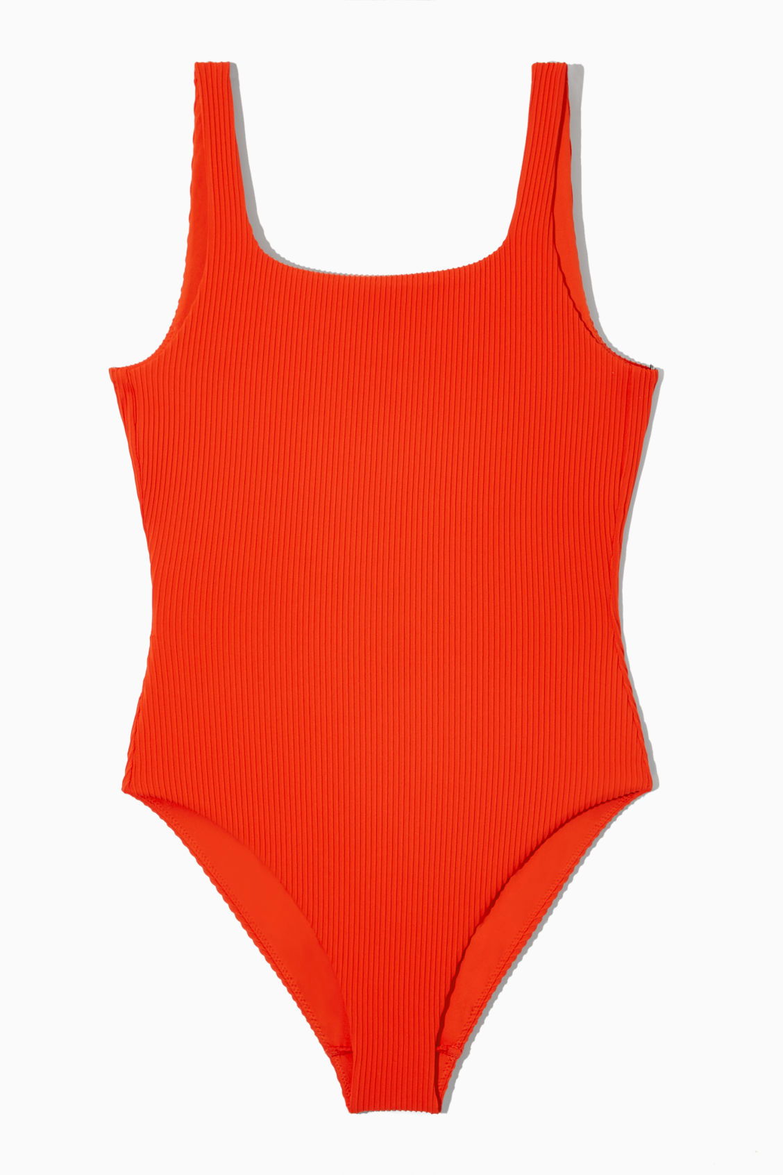 COS Square-Neck Ribbed Swimsuit in ORANGE | endource