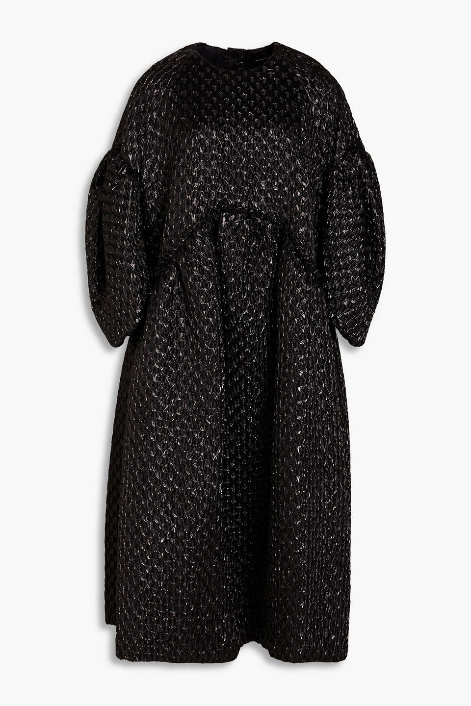 SIMONE ROCHA Oversized Metallic Cloqué Midi Dress in Black | endource