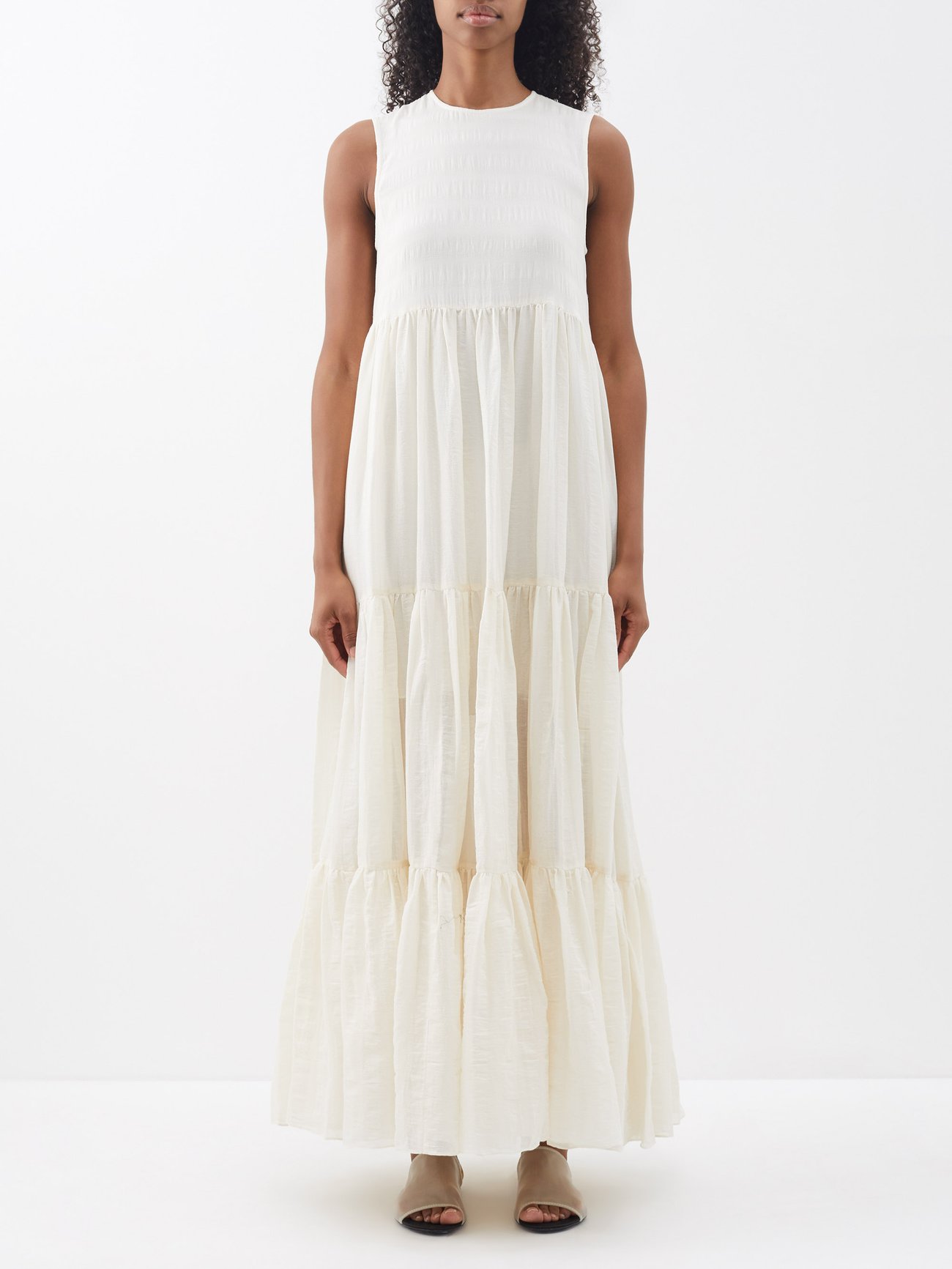 RAEY Sheer Mega-Tiered Cotton Dress | endource