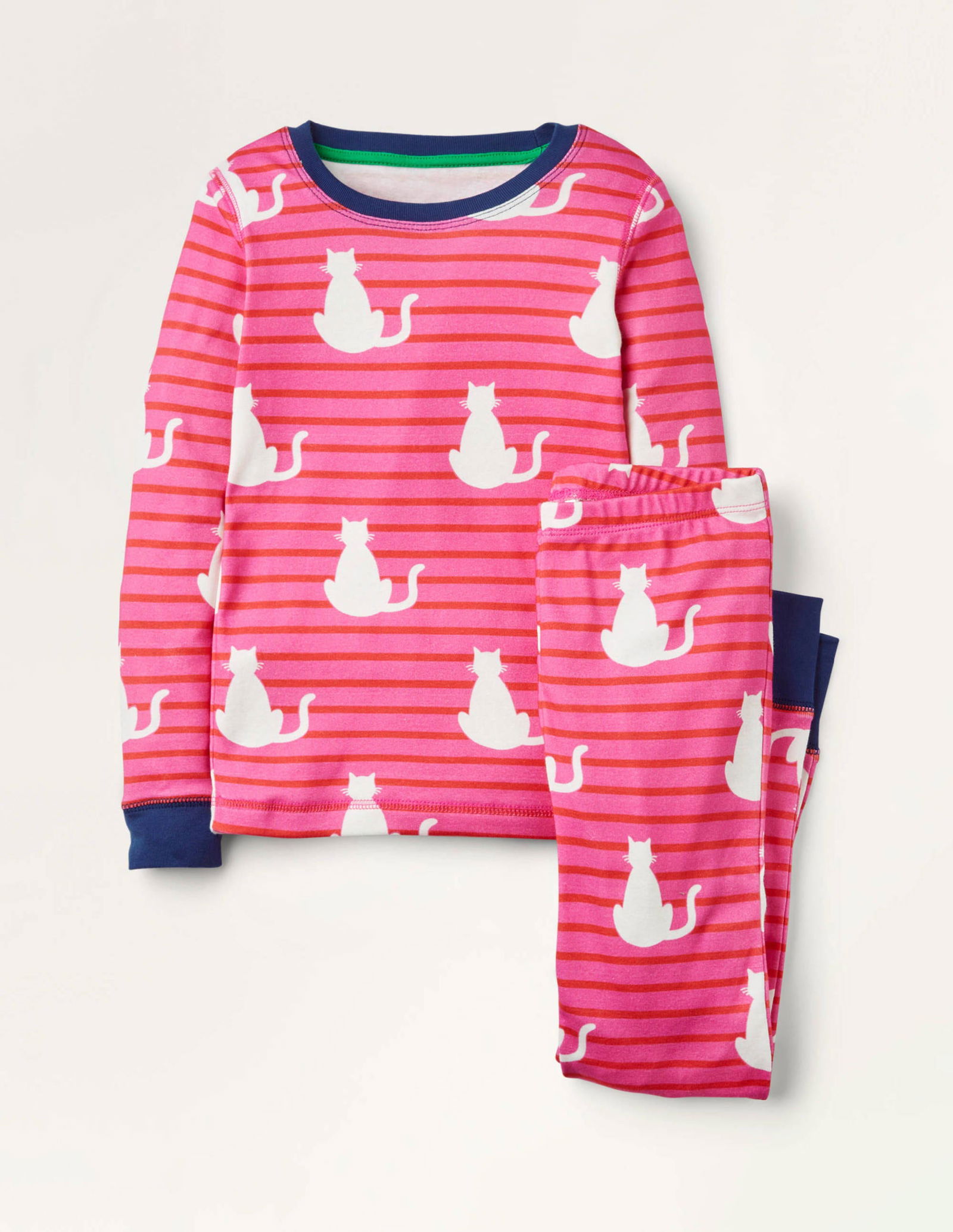 BODEN Cosy Glow In The Dark Pyjamas in Pink Glow in the Dark Cat | Endource