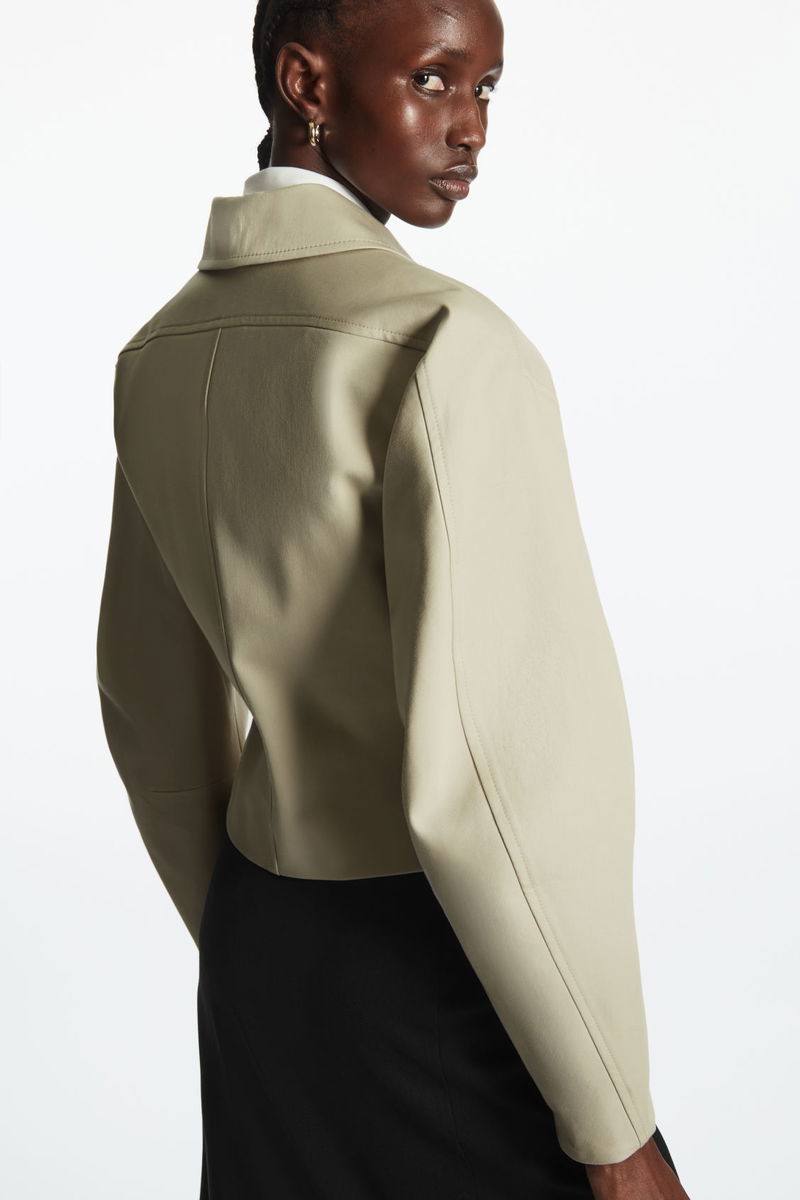 COS Minimal Cropped Jacket in LIGHT BEIGE | endource