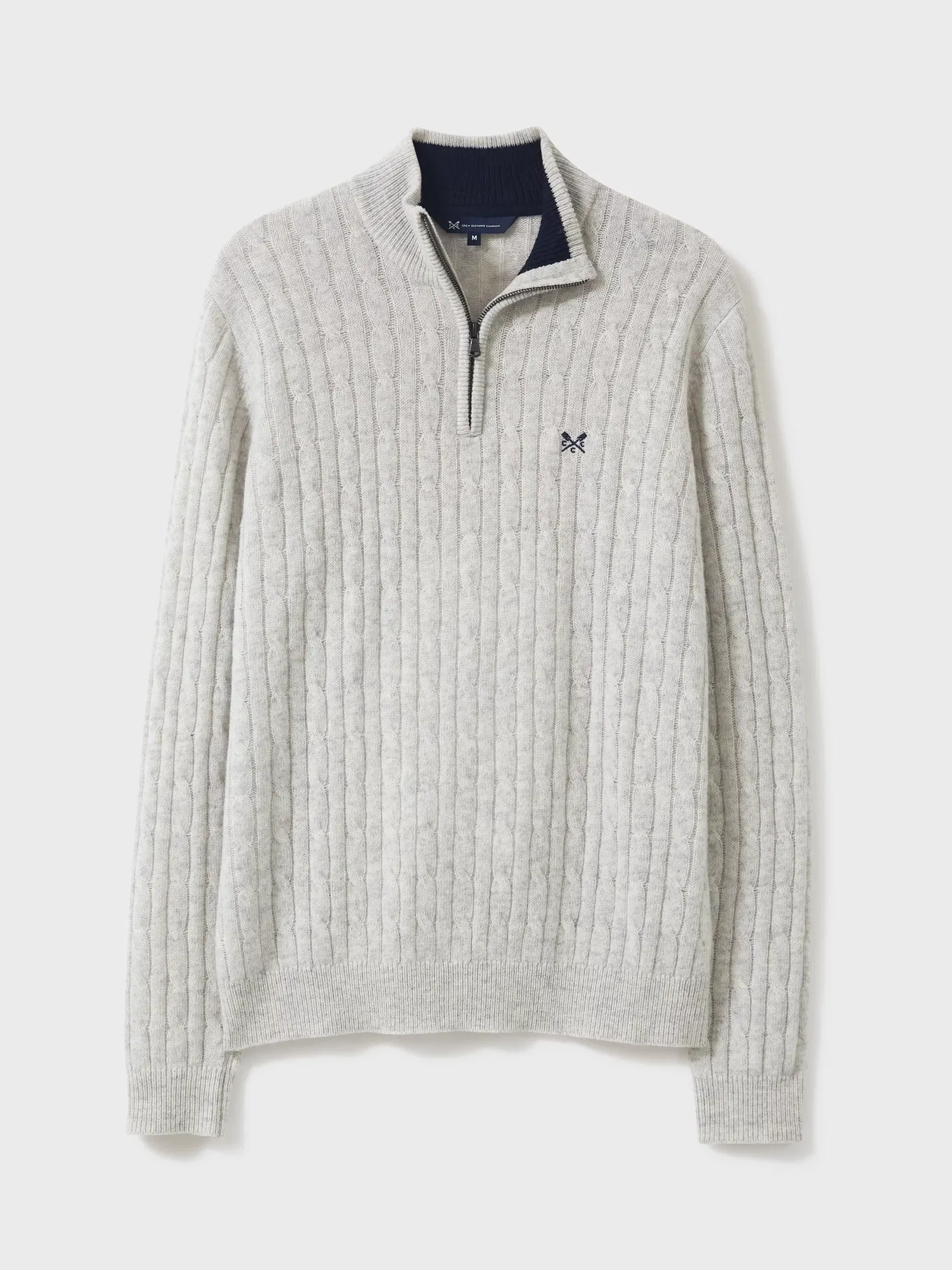 CREW CLOTHING Half Zip Lambswool Jumper in Graphite Grey | endource