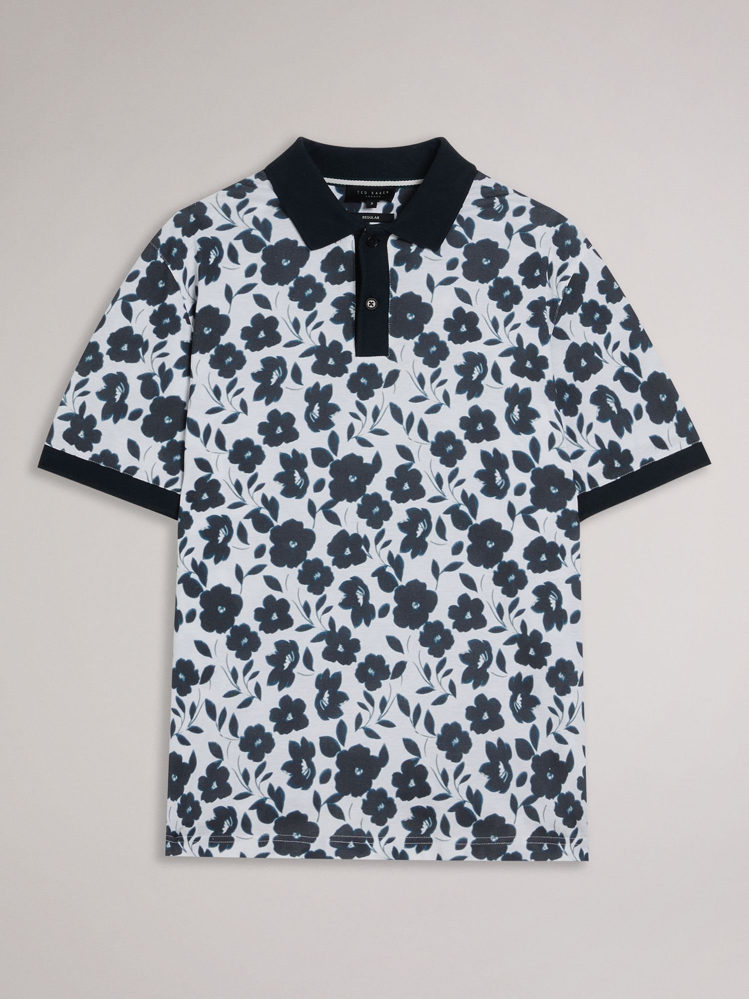 TED BAKER Floral All-Over Printed Polo in White Natural | Endource