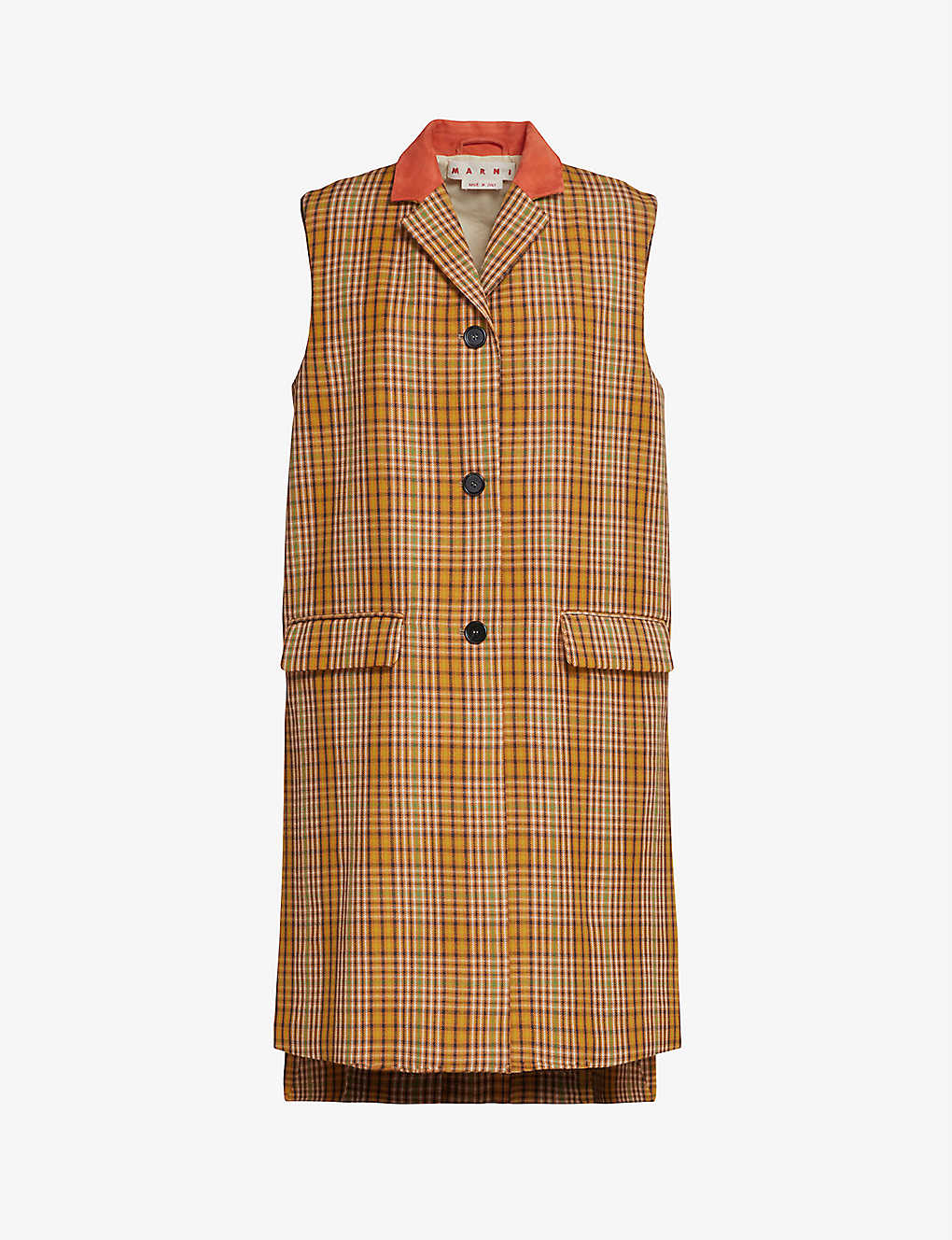 MARNI Check-Print Waistcoat in DUST APRICOT | Endource
