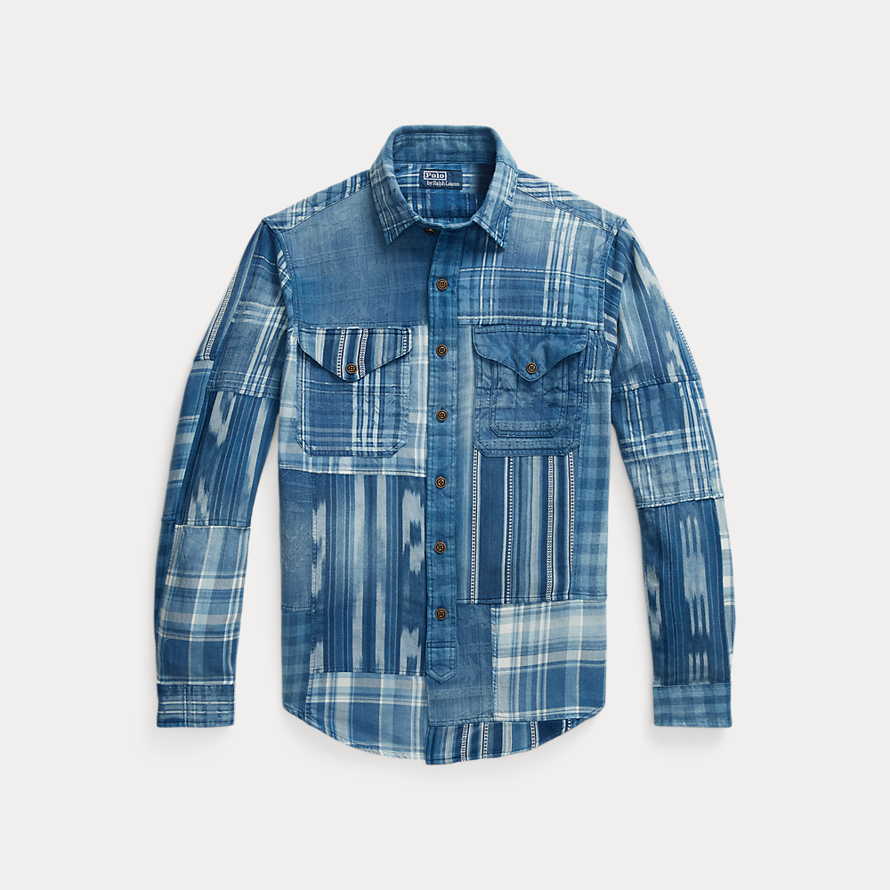 POLO RALPH LAUREN Classic Fit Indigo Patchwork Workshirt in Blue | endource