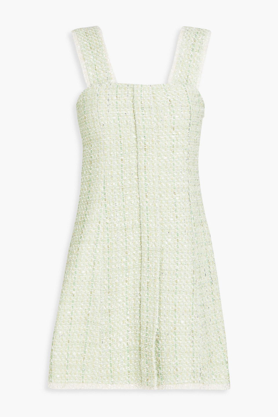 MAJE Metallic Bouclé-Tweed Mini Dress in Green | endource