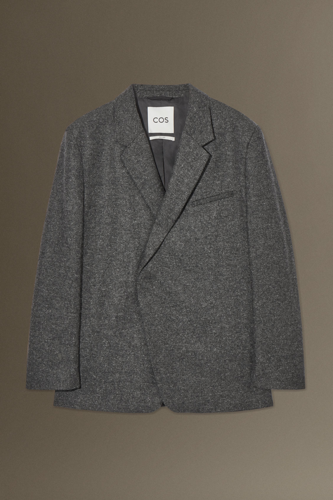 COS Asymmetric Brushed-Wool Relaxed Blazer in GREY | endource