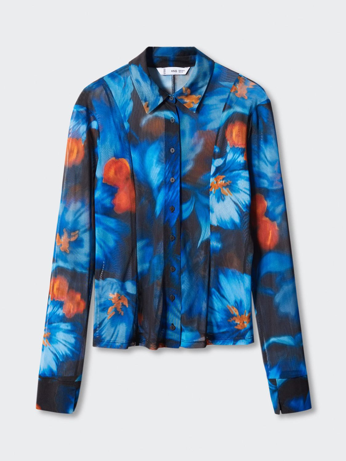 MANGO Mina Floral Chiffon Shirt in Orange/Multi | Endource