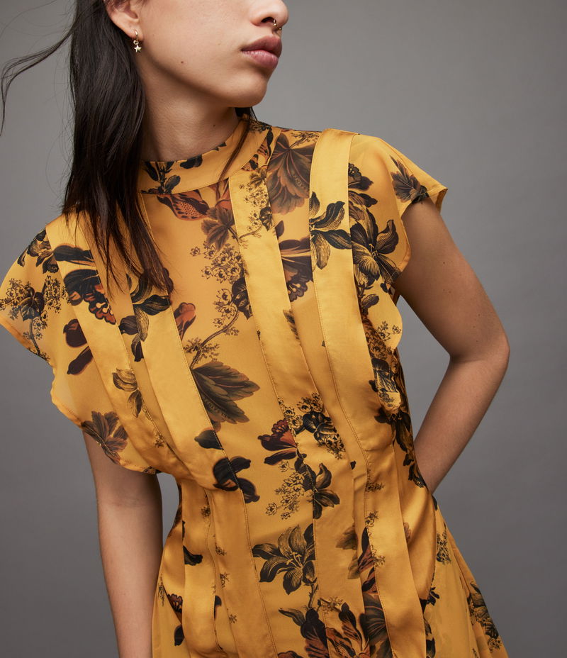 ALLSAINTS Fleur Lilly Dress in Gold | endource
