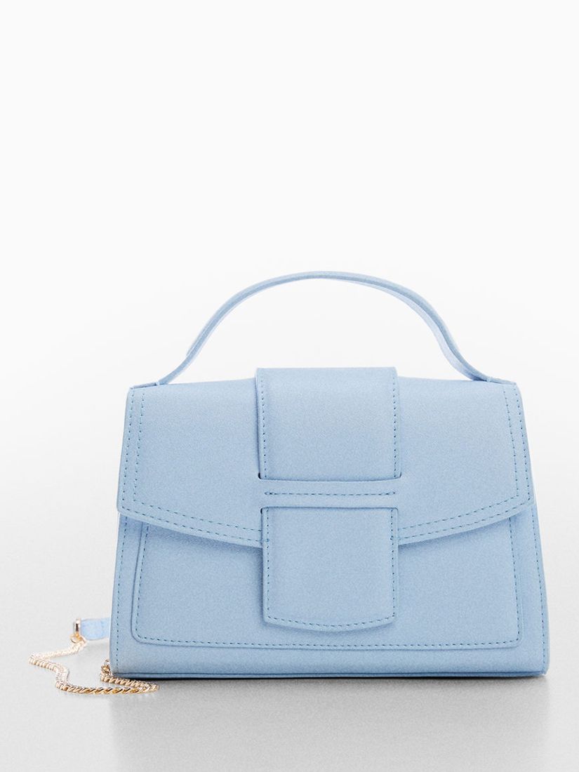 MANGO Agnes Flap Over Chain Bag in Light Pastel Blue | endource