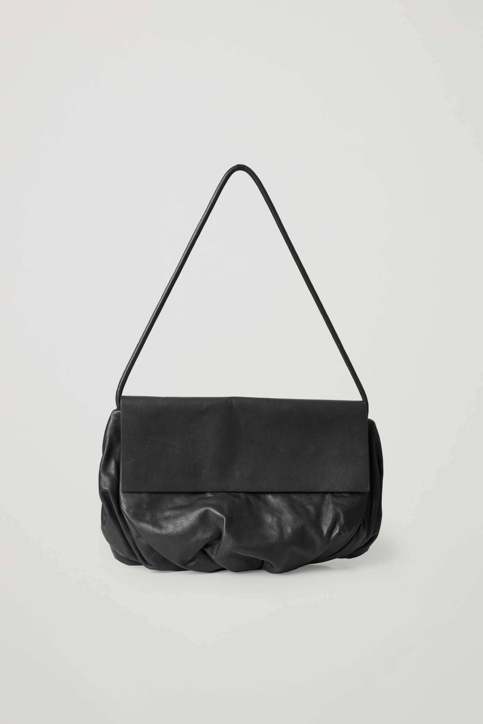COS Leather Draped Clutch Bag in Black | endource