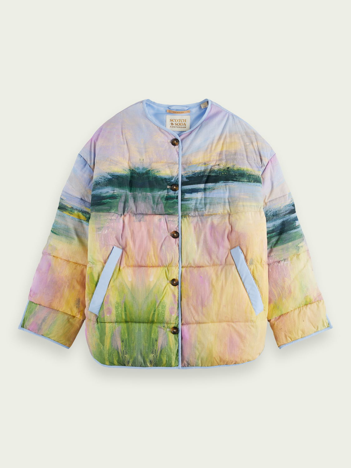 SCOTCH & SODA Oversized Water-Repellent Watercolour Puffer Jacket in ...