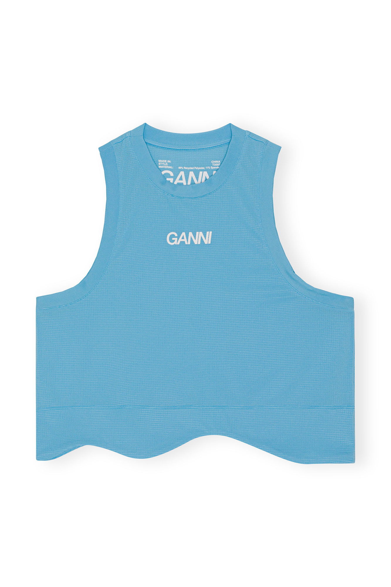 GANNI Active Mesh Top in Ethereal Blue | Endource