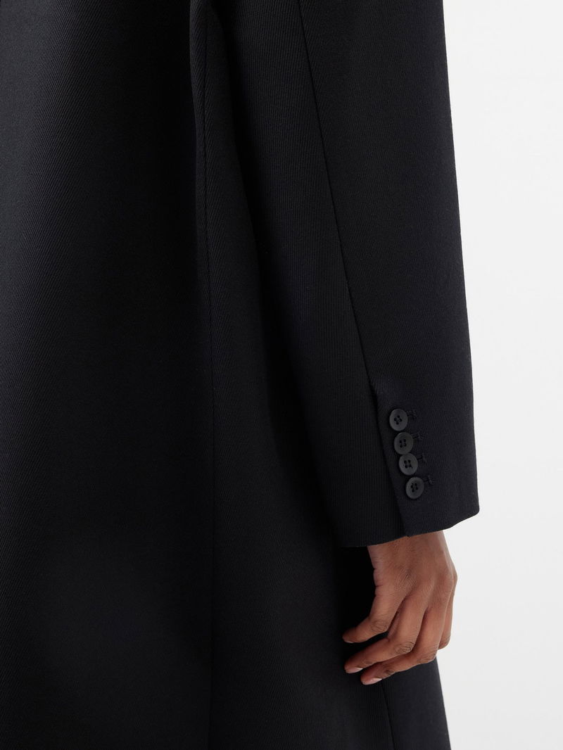 TIBI Luxe Tuxedo Double-Breasted Wool Coat in Black | Endource