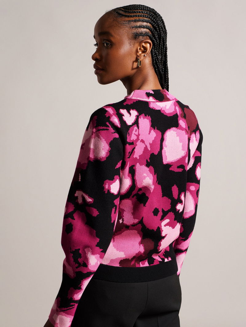 Ted Baker Marsiia Jacquard Jumper In Blackmulti Endource