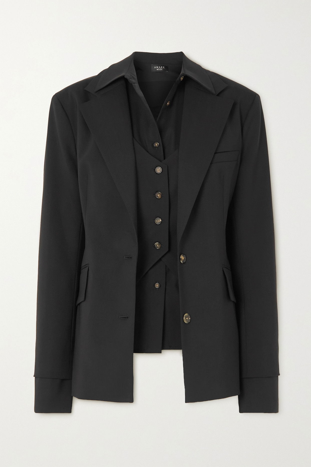 A.W.A.K.E. MODE Backless Layered Stretch-Wool Jacket | endource