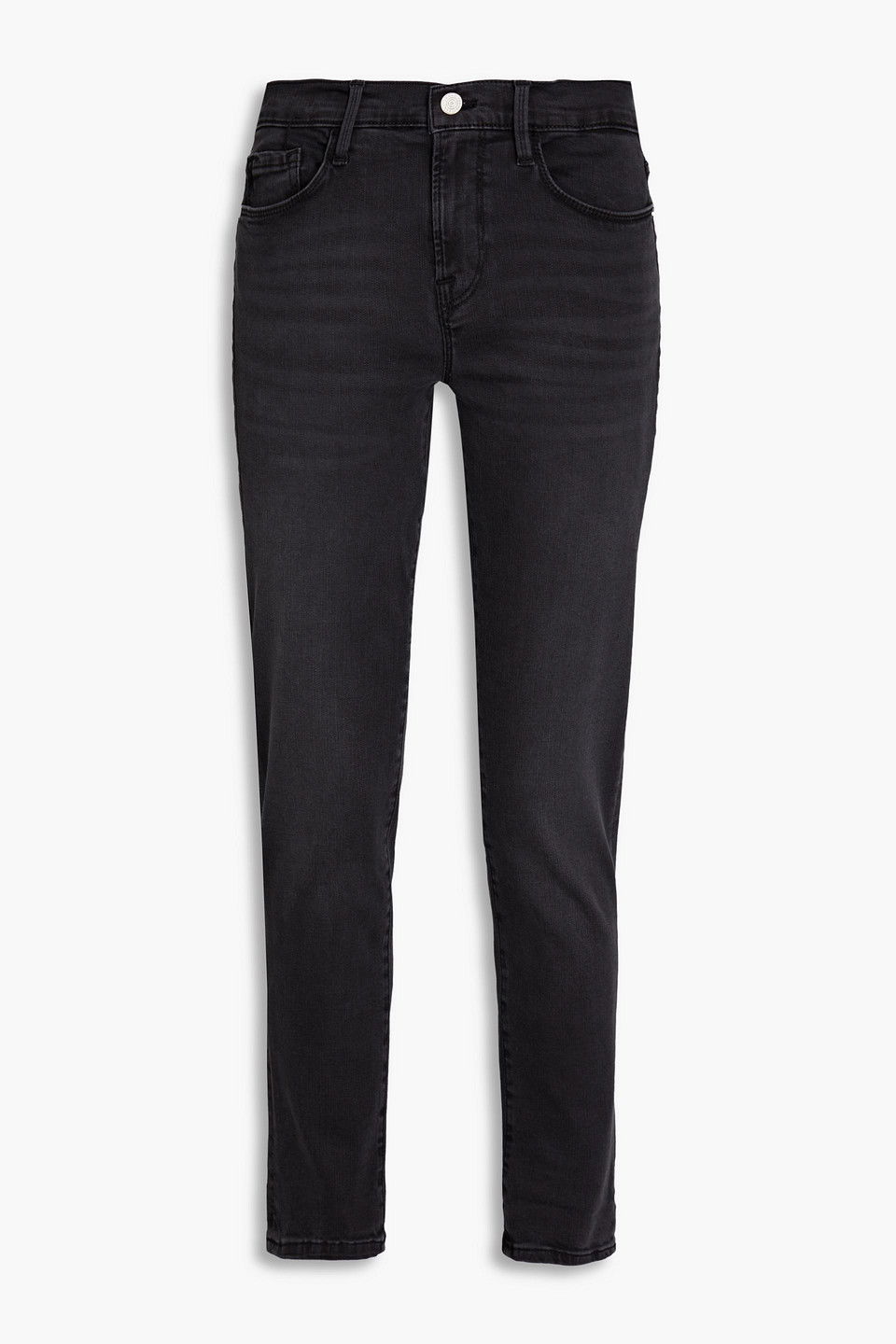 FRAME Le Garcon Cropped Boyfriend Jeans in Black | Endource