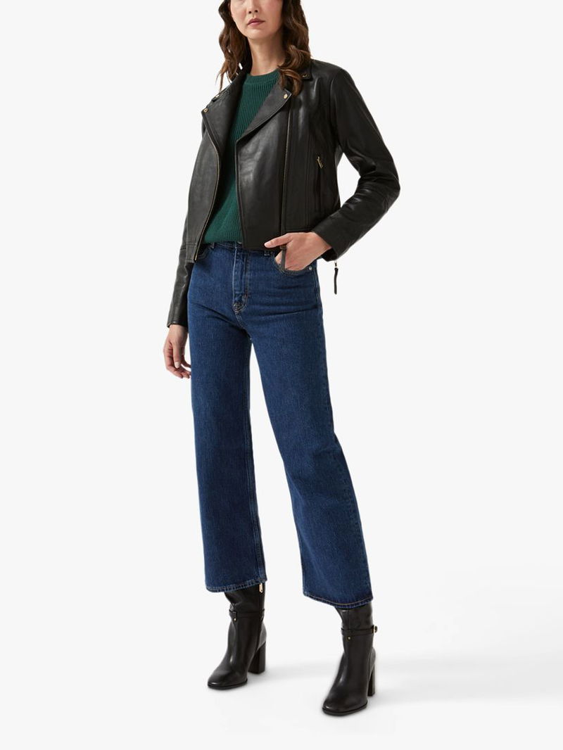 RADLEY Dukes Place Leather Biker Jacket in Black | Endource