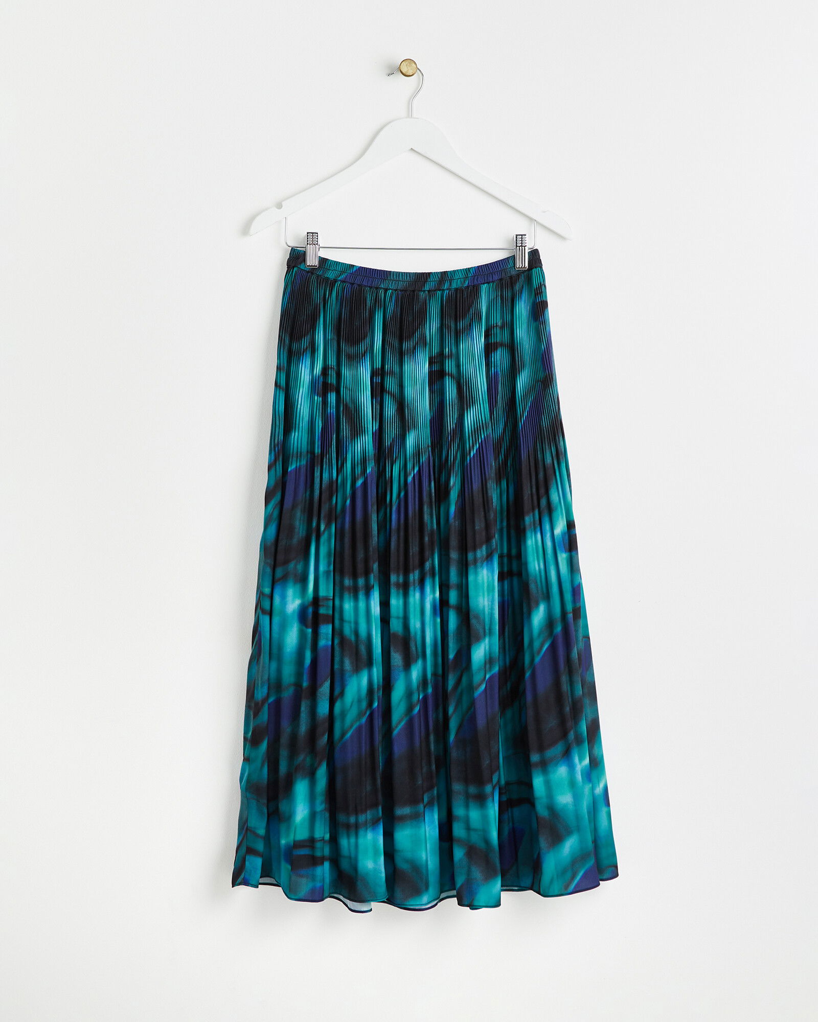 OLIVER BONAS Aurora Pleated Midi Skirt in Blue | Endource